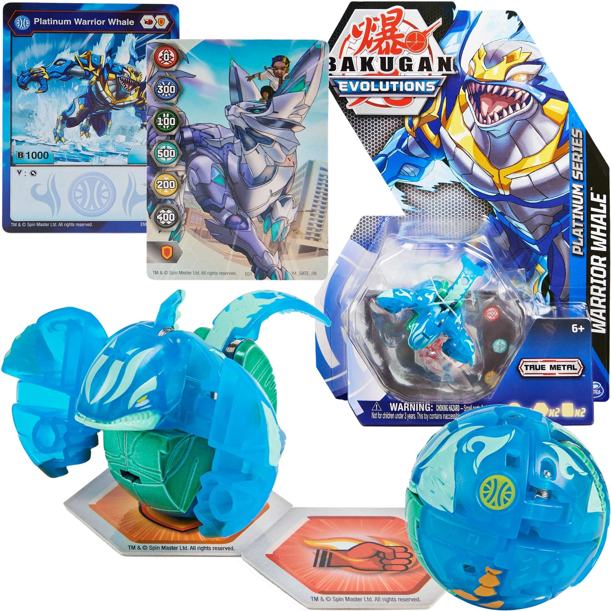 Bakugan Evolutions Platinum figurka Aquos Warrior Whale + karty : Humbi.pl