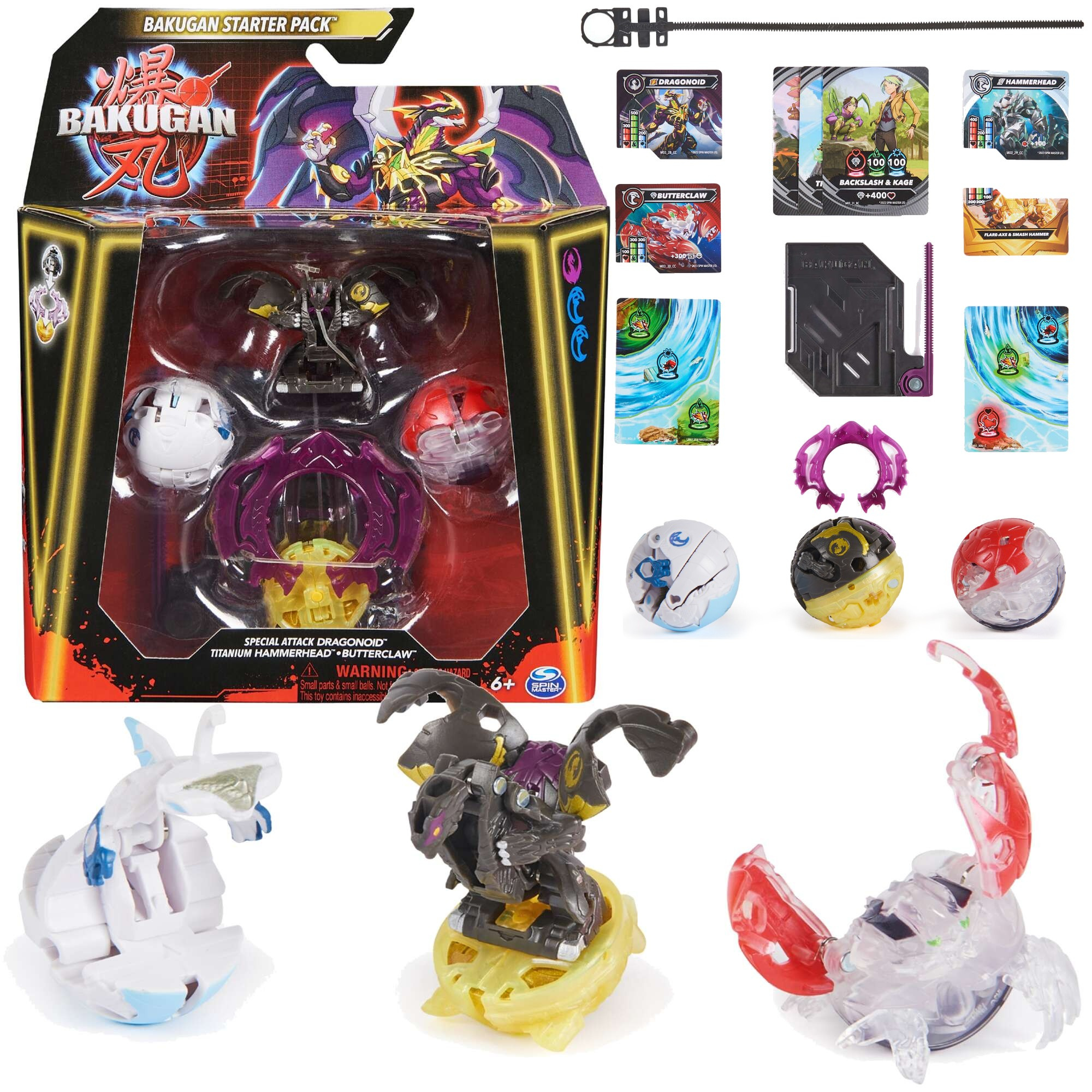 Bakugan Starter Pack Special Attack Dragonoid zestaw startowy 3 figurki : Humbi.pl