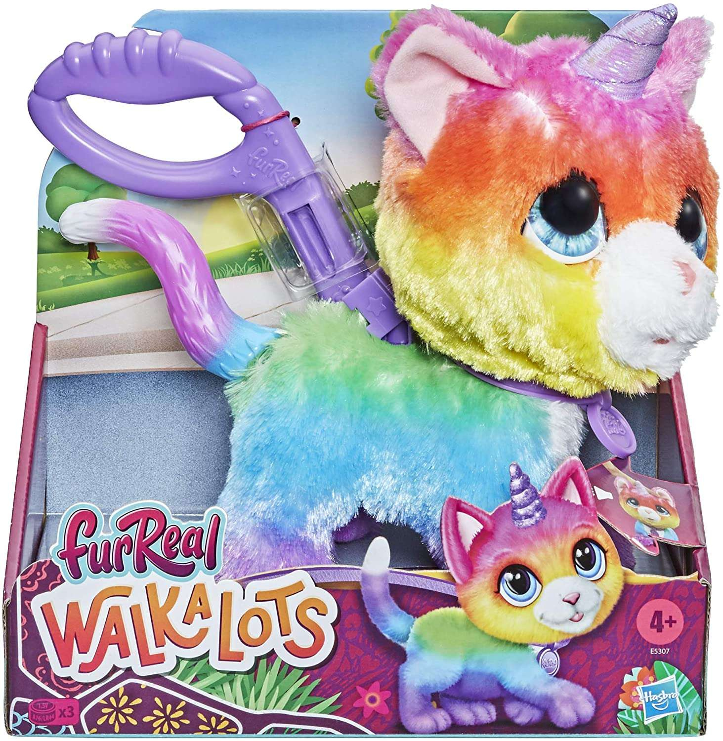 Hasbro E5307 FurReal Interaktywny tęczowy kot- jednorożec na smyczy ...