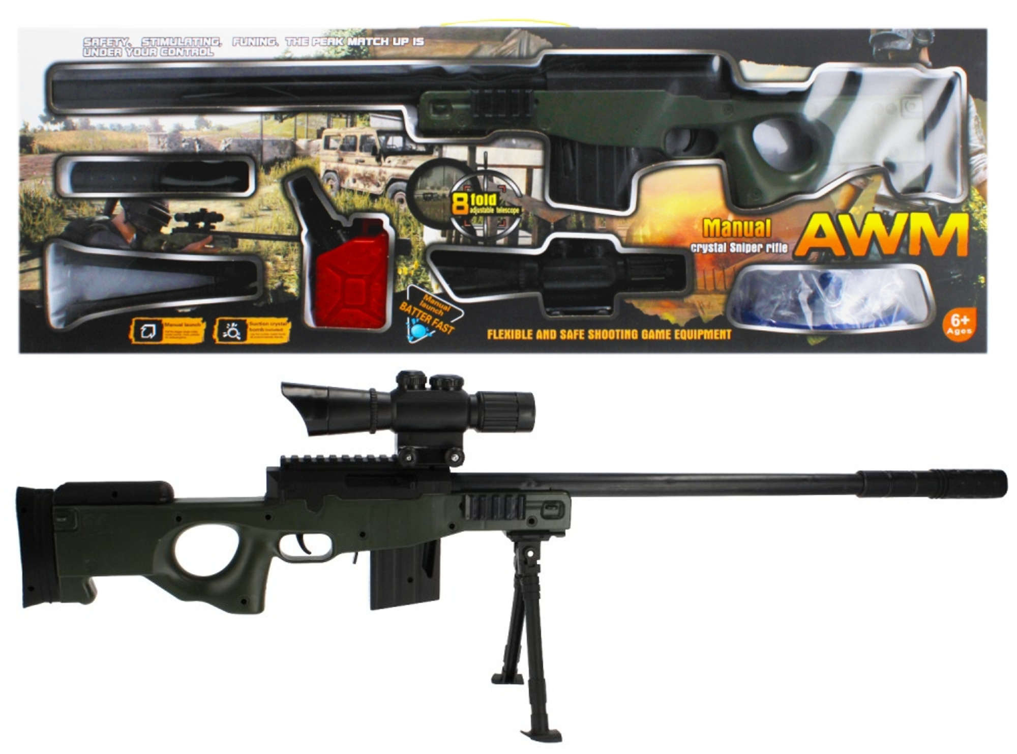 Karabin na kulki dla dzieci z akcesoriami AWM Manual Crystal Sniper ...