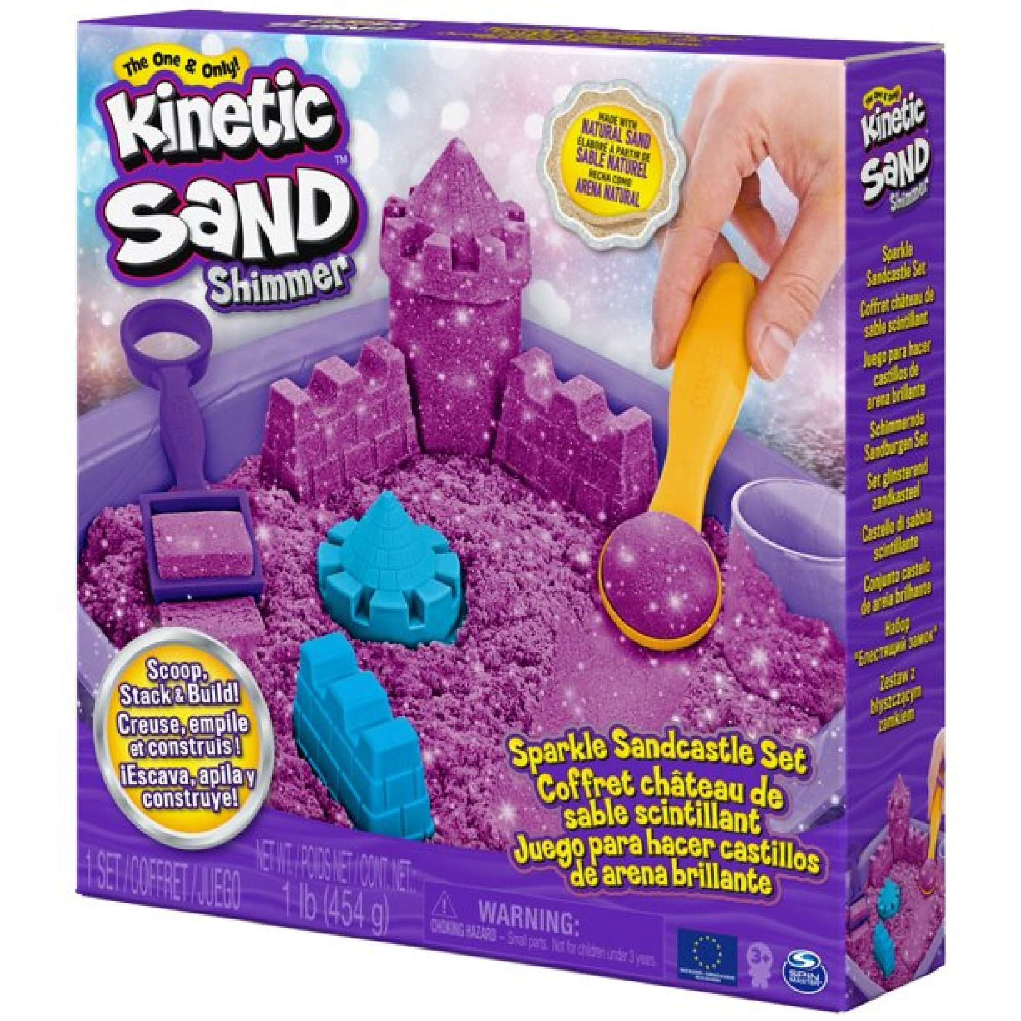 Kinetic Sand Shimmer Piasek kinetyczny zestaw brokatowy fioletowy ...