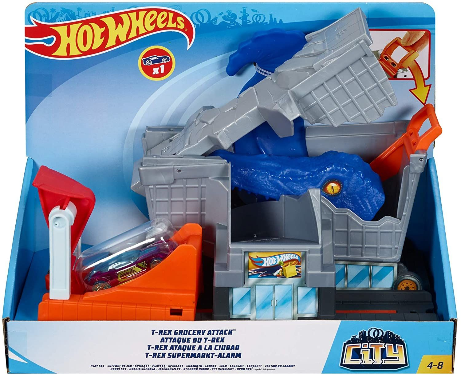 Mattel tor Hot Wheels City T-Rex + autko : Humbi.pl