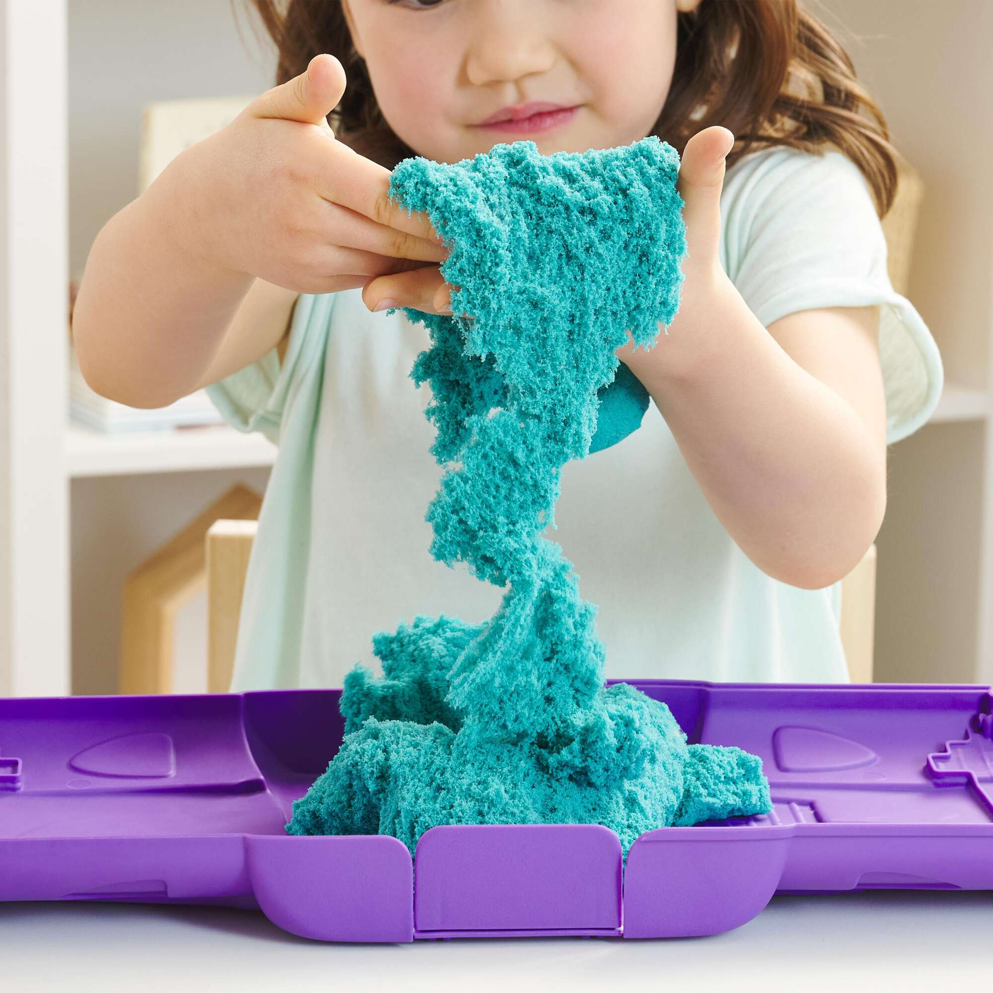 Piasek kinetyczny plastyczny Kinetic Sand Zestaw zamek z turkusowym ...