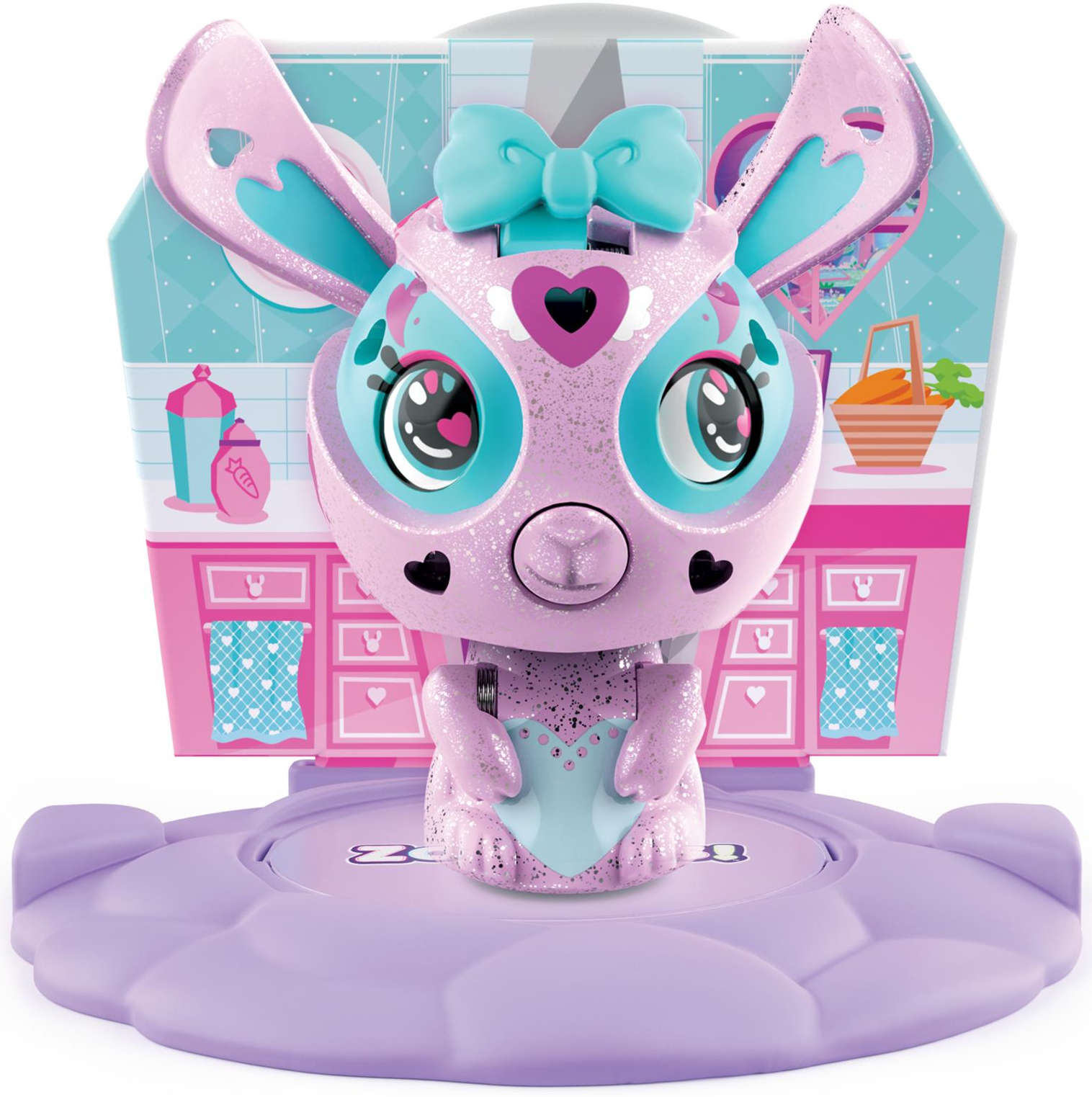 Zoobles Animal & Happitat zwierzątko figurka Hoppy Heartz Bunny + scena ...